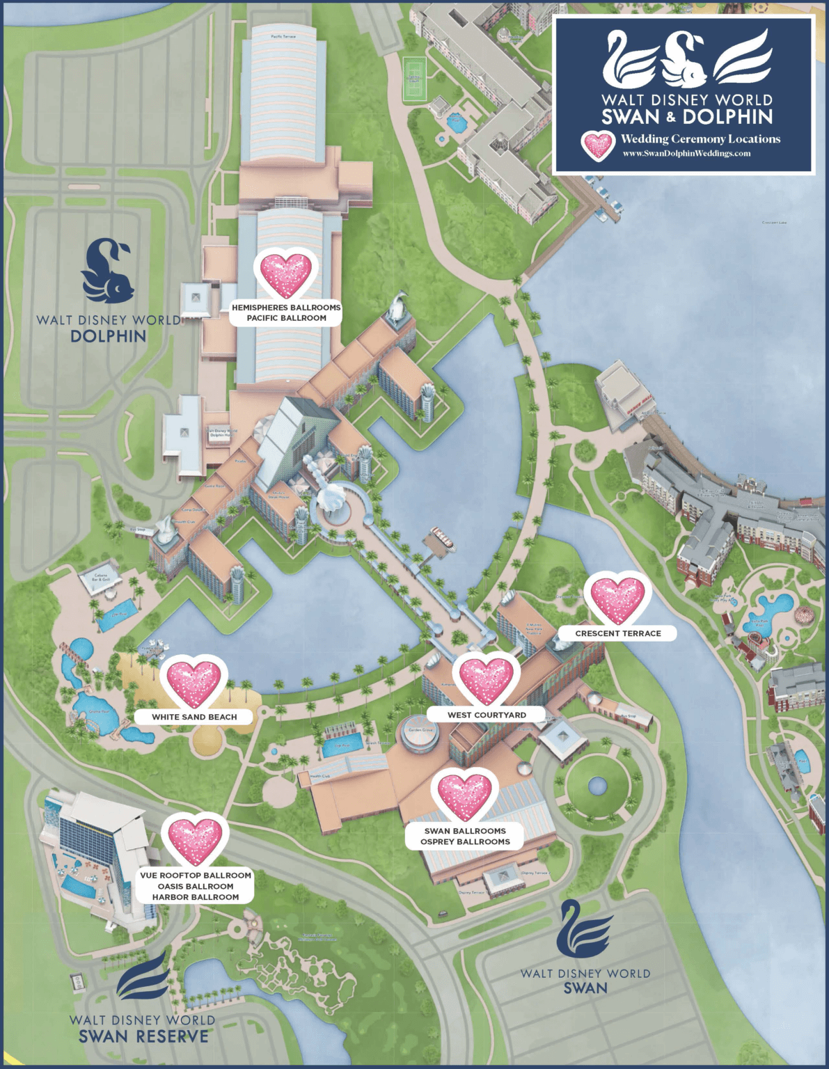 Wedding Location Map - Walt Disney World Swan and Dolphin Weddings